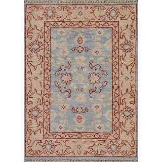 Vegetable Dye Oushak Blue Turkish Rug Handmade Wool Carpet - 2'0"x 2'11 ...