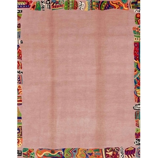 Ahgly Company Machine Washable Abstract Light Salmon Rose Pink Area ...