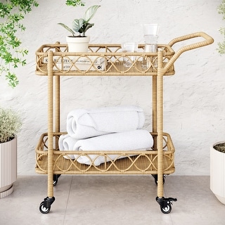 Haven Way Hana Indoor/Outdoor Wicker Bar Cart - Bed Bath & Beyond ...