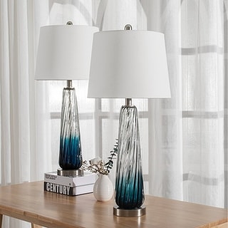 Maxax 28.75" Gradient Blue Bedside Table Lamp Set (Set of 2) - Bed Bath ...