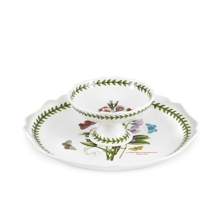 Portmeirion Botanic Garden Chip and Dip Set - 11 in Platter and 5.5 in ...