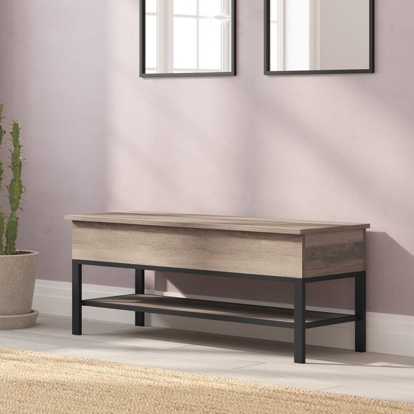 Modern Farmhouse Entryway Storage Bench with Lower Shelf Storage - Bed ...