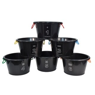 Sportime Drum-N-Store Buckets, 18 x 12 Inches, Black, Set of 6 - Bed ...