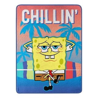 Nickelodeon Spongebob Squarepants Chillin Micro Raschel Throw Blanket ...