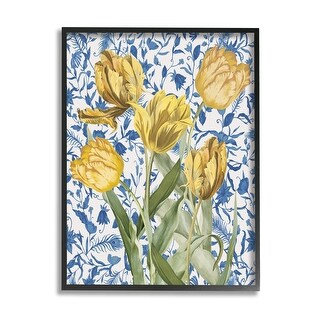 Stupell Tulips on Blue Toile Framed Giclee Art Design by Lil' Rue - Bed ...