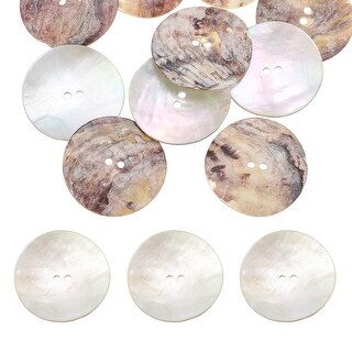 Round Natural Shell Buttons, 2 Holes Mother of Pearl Craft Seashell ...