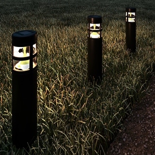 Solar Path Bollard Lights 15.4" Set of 8 Pure Garden Black - Bed Bath ...