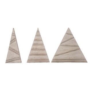 Transpac Wood 11.69 in. Off-White Christmas Textured Winter Trees Set ...
