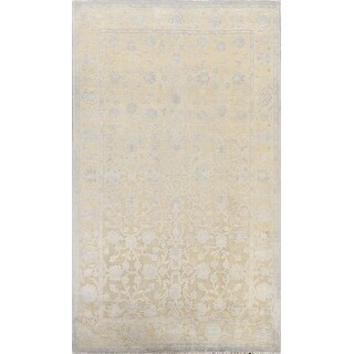 Vegetable Dye Carved Beige Oushak Chobi Oriental Area Rug Hand-knotted ...