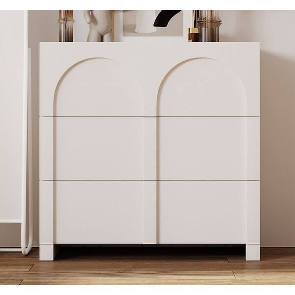 High Gloss White Wood&MDF 3-Drawer Chest - Bed Bath & Beyond - 37722918