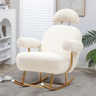 Elegant Stylish Faux Fur Sherpa Fabric Rocking Chair with Adjustable ...