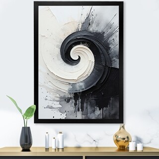 Designart "Black And White Zen Spiral I" Abstract Spirals Framed Wall ...