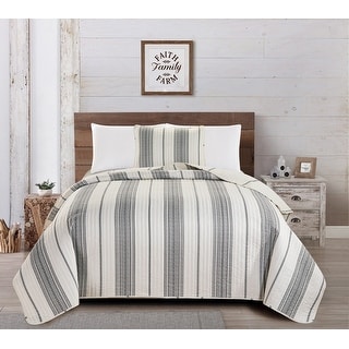 Luxurious Stripe & Paisley Microfiber Quilt Set With Shams - On Sale ...