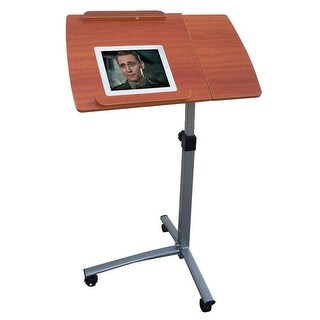 Brown Adjustable Over-The-Bed Table with Rolling Wheels - Bed Bath ...