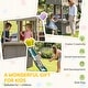 Qaba Two-Story Wooden Kids Playhouse with Slide, Picnic Table & Bench ...