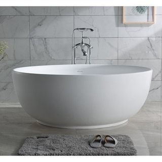 Repose 59" Stone Resin Soaking Tub - Round - 59D x 59W x 22H - Bed Bath ...