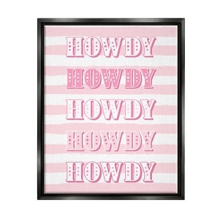 Stupell Howdy Pink & White Stripes Framed Floater Canvas Wall Art ...