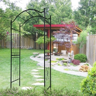 Metal Garden Arch with Black Powder Coated 3.6ft Climbing Plants ...