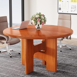 47-inch Round Conference Table, Wood Meeting Table for 4-6 - Bed Bath ...