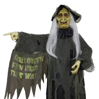 6FT Shaking Witch Halloween Animatronics Outdoor Decorations With Voice ...