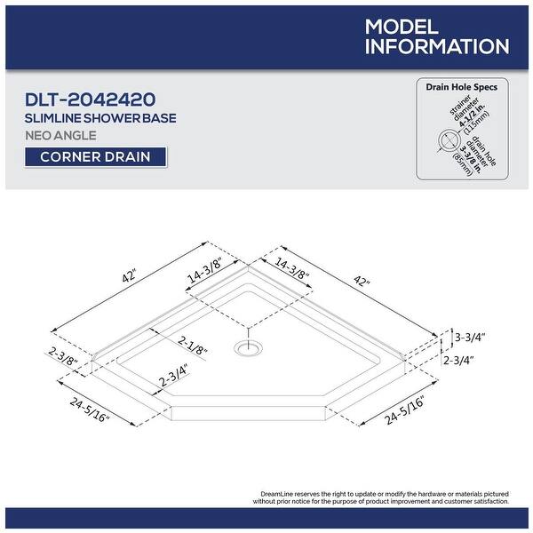 DreamLine SlimLine 42" x 42" Neo-Angle Shower Base and QWALL-2 Shower ...