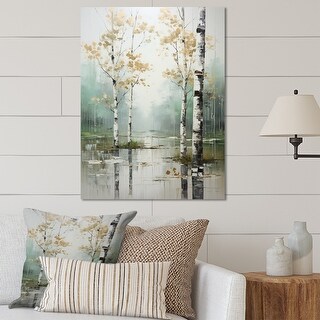 Designart "Birch Woods Ethereal Elegance IV" Floral Metal Wall Decor ...