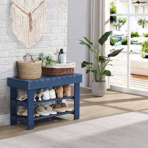 HDPE Outdoor Storage Bench Entryway Shoe Rack Patio Bench - On Sale ...