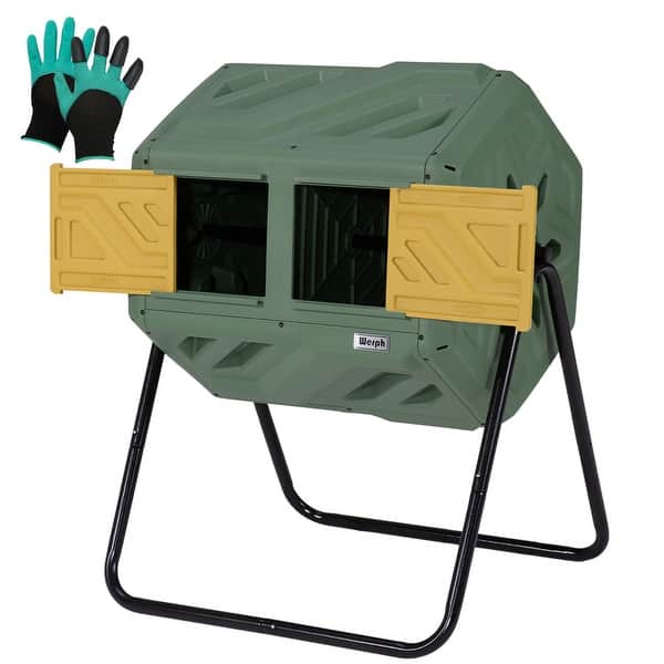 Werph Updated 43-gallon Dual-chamber Compost Bin, Fast Assembly Outdoor ...