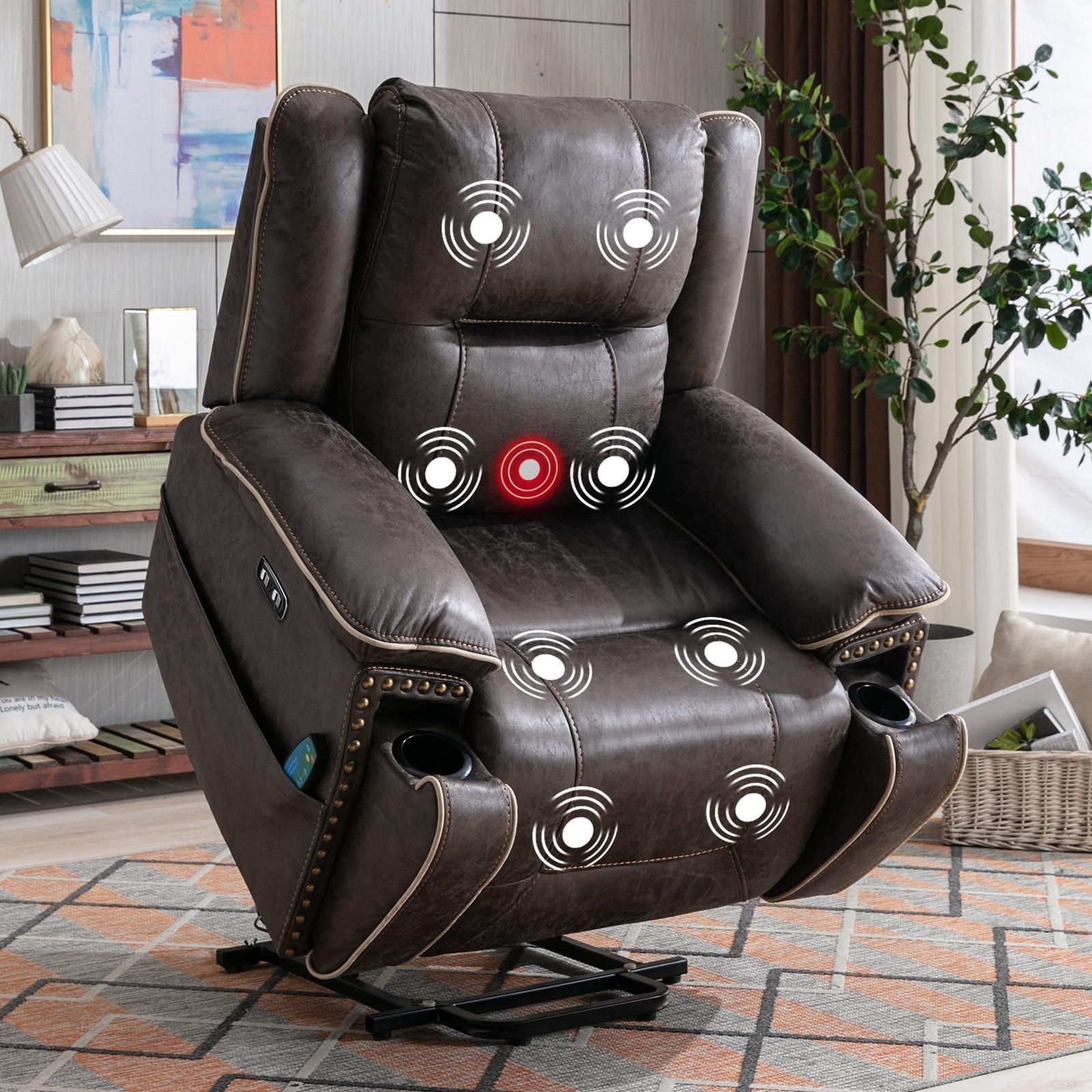 Power Lift comfortable chair with massage heating cup holder and USB port