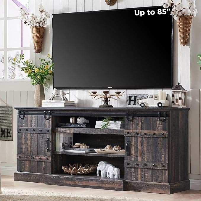 75 Farmhouse TV Stand Media Console Table Entertainment Center