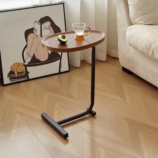 Brown Terrace C-shaped Side Table Water Drop Shape Narrow Side Coffee ...