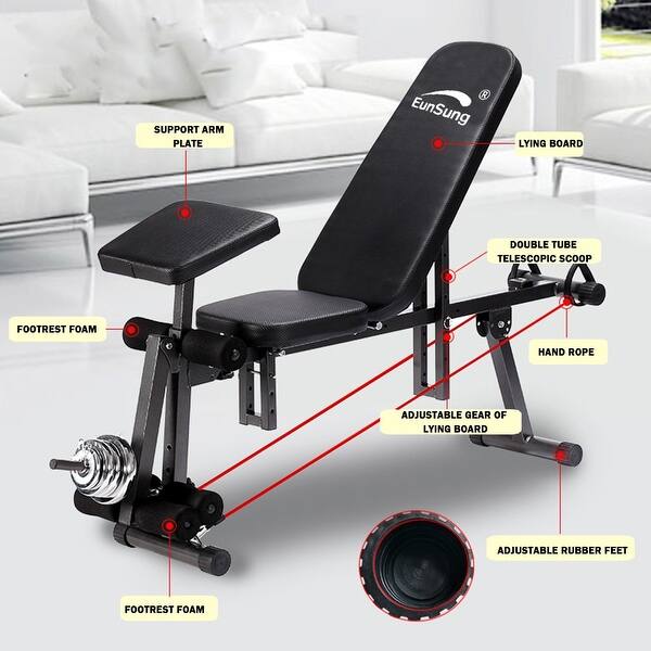 BOSCARE Folding Sit Up Dumbbell Bench Home Gym Adjustable Weight Bench ...