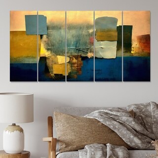 Designart "Sunrise Over City Retro Cubist Colourfields" Abstract ...