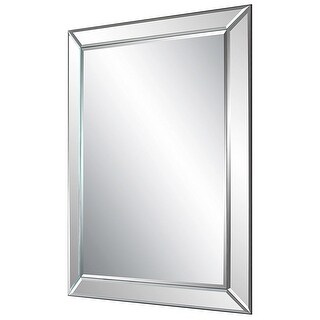 39 Inch Wood Mirror, Mirrored Frame, Beveled Panels, Silver - 1.3 L X ...