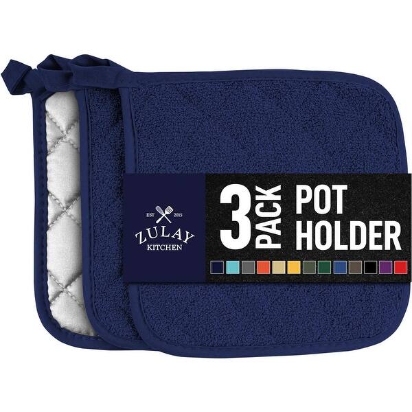 Zulay Kitchen 3-Pack Pot Holders for Kitchen Heat Resistant Cotton ...