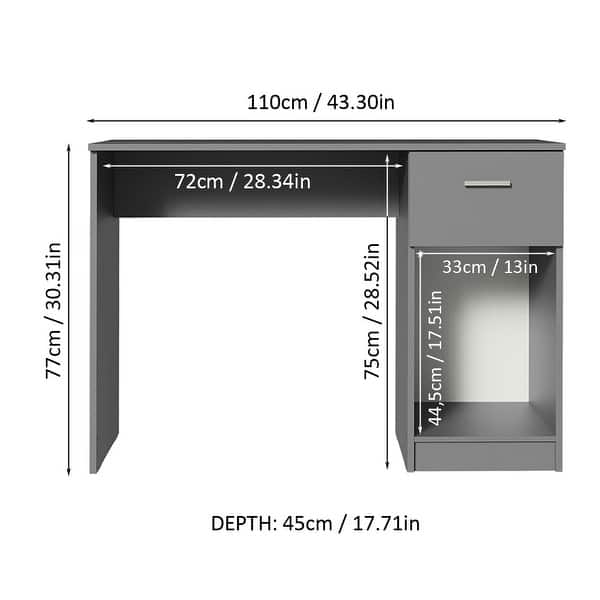Madesa Compact Computer Desk Study Home Office 43 Inch Student Writing ...