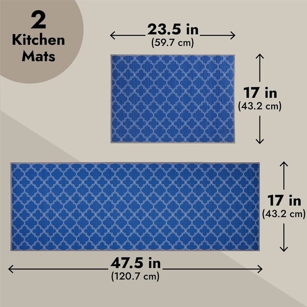2 Pcs Navy Blue Kitchen Mats - Bed Bath & Beyond - 40134700
