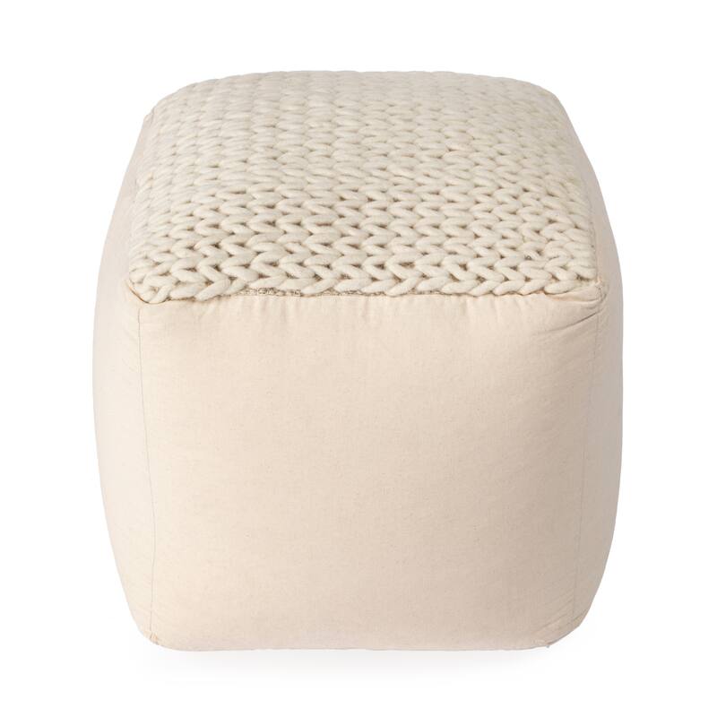Fernandos Woven Cream Pouffe - Overstock - 36487846