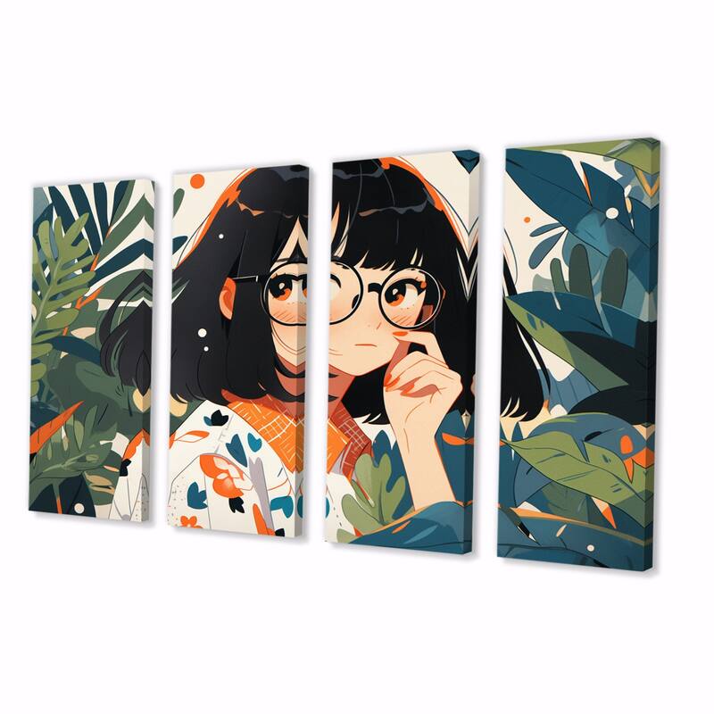 Designart "Female Anime Character V" Portrait Multipanel Wall Decor set ...