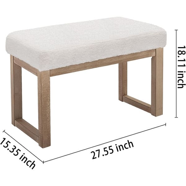 27 inch Wide Rectangle Ottoman Bench White Footstool, Velvet Look,White ...