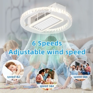 White Dimmable Ceiling Fan Leafless Ceiling Fan with Remote Control ...