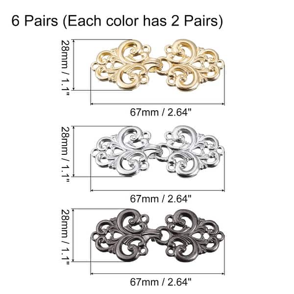 Cloak Clasp, 3 Pairs Vintage Swirl Flower Cape Clasps - Gun-black, Gold ...