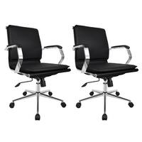 Set Of 2 Office Chairs With Cushion Mid Back Seat with Arms Executive ...