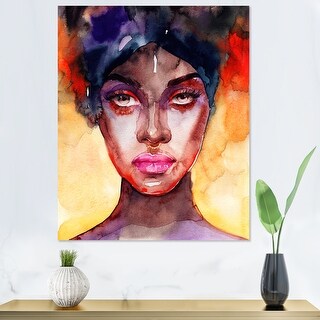 Designart "Portrait Of A Young African American Woman" Glam Canvas Art ...