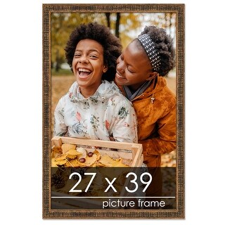 27x39 Distressed/Aged Black Complete Wood Picture Frame with UV Acrylic ...