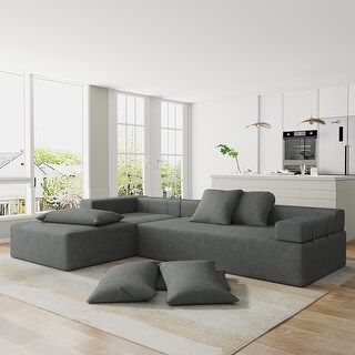 Grey 108" Modern Left Modular L-Shaped Sectional Sofa - Bed Bath ...