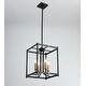 Modern Black 4-Light Rectangle Iron Frame Pendant Lighting Fixture ...