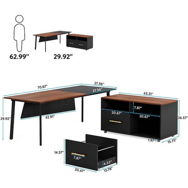 Executive Desk Extra Large L Shaped Computer Desk and File Cabine - Bed ...