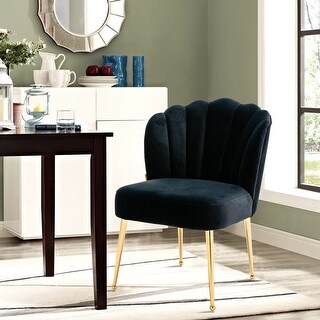 Modern Black Seashell Design Velvet Accent Dining Chair Side Chair ...