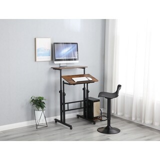 Two Layer Design Free Lifting Computer Desk , Six Casters Free Rolling ...